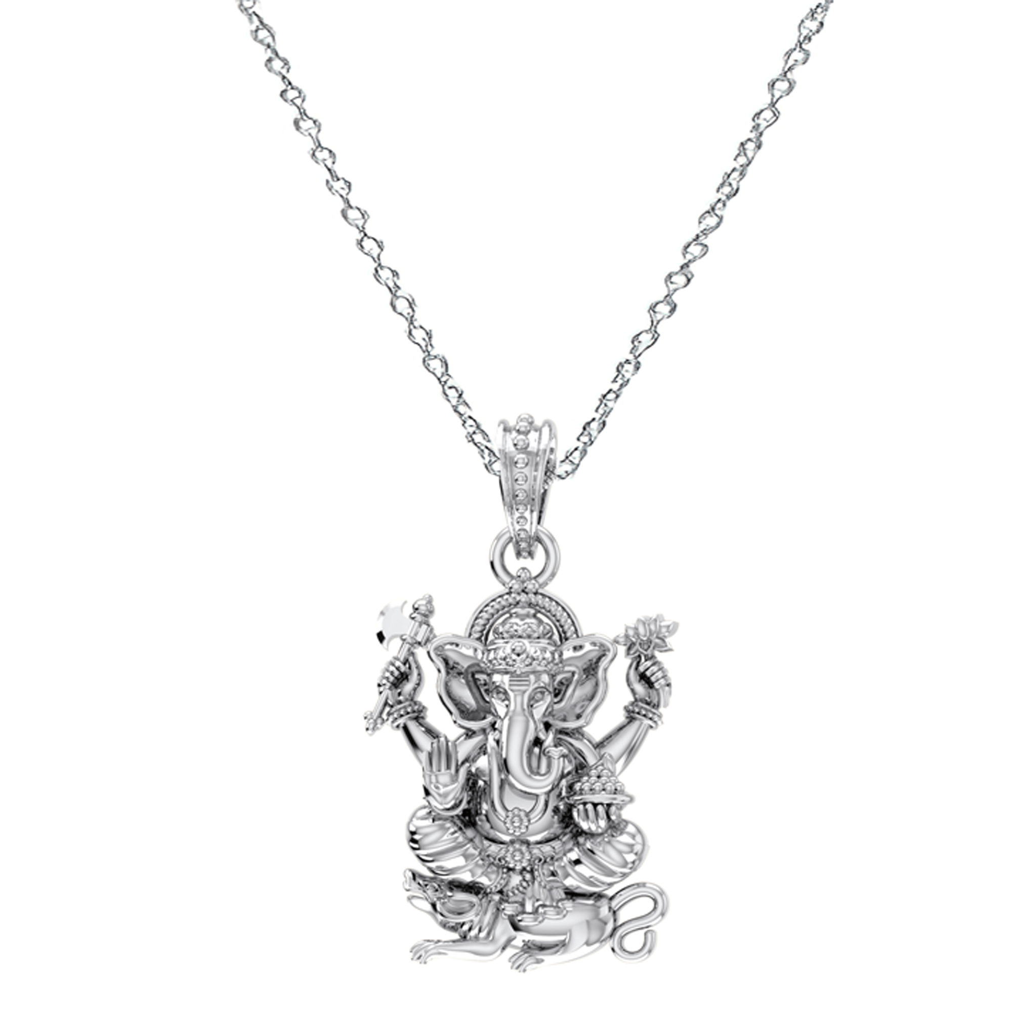 Akshat Sapphire Sterling Silver (92.5% purity) God Ganesha Chain Penda