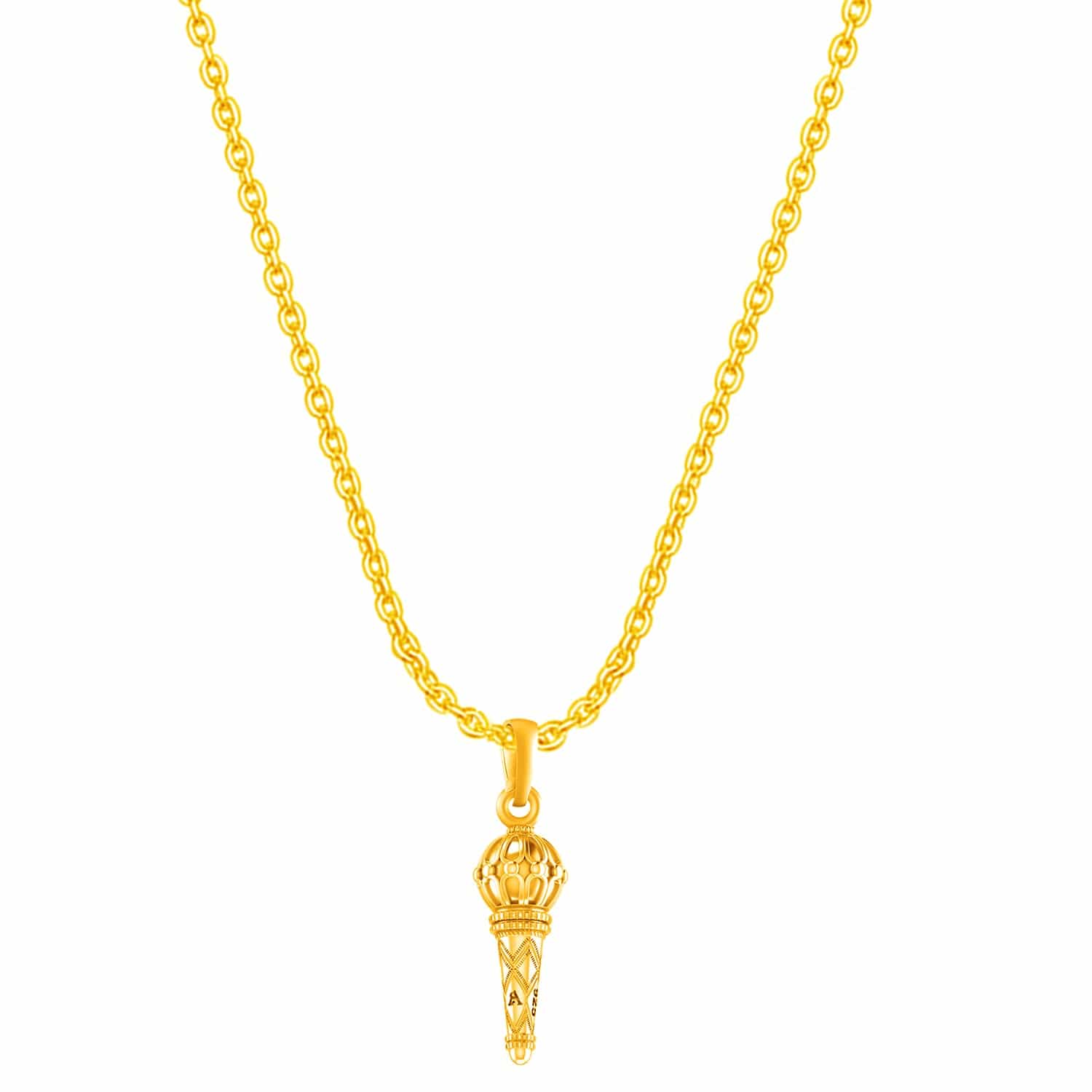22KT Gold Plated 92.5 Pure Silver God Hanuman Gada Pendant With chain ...