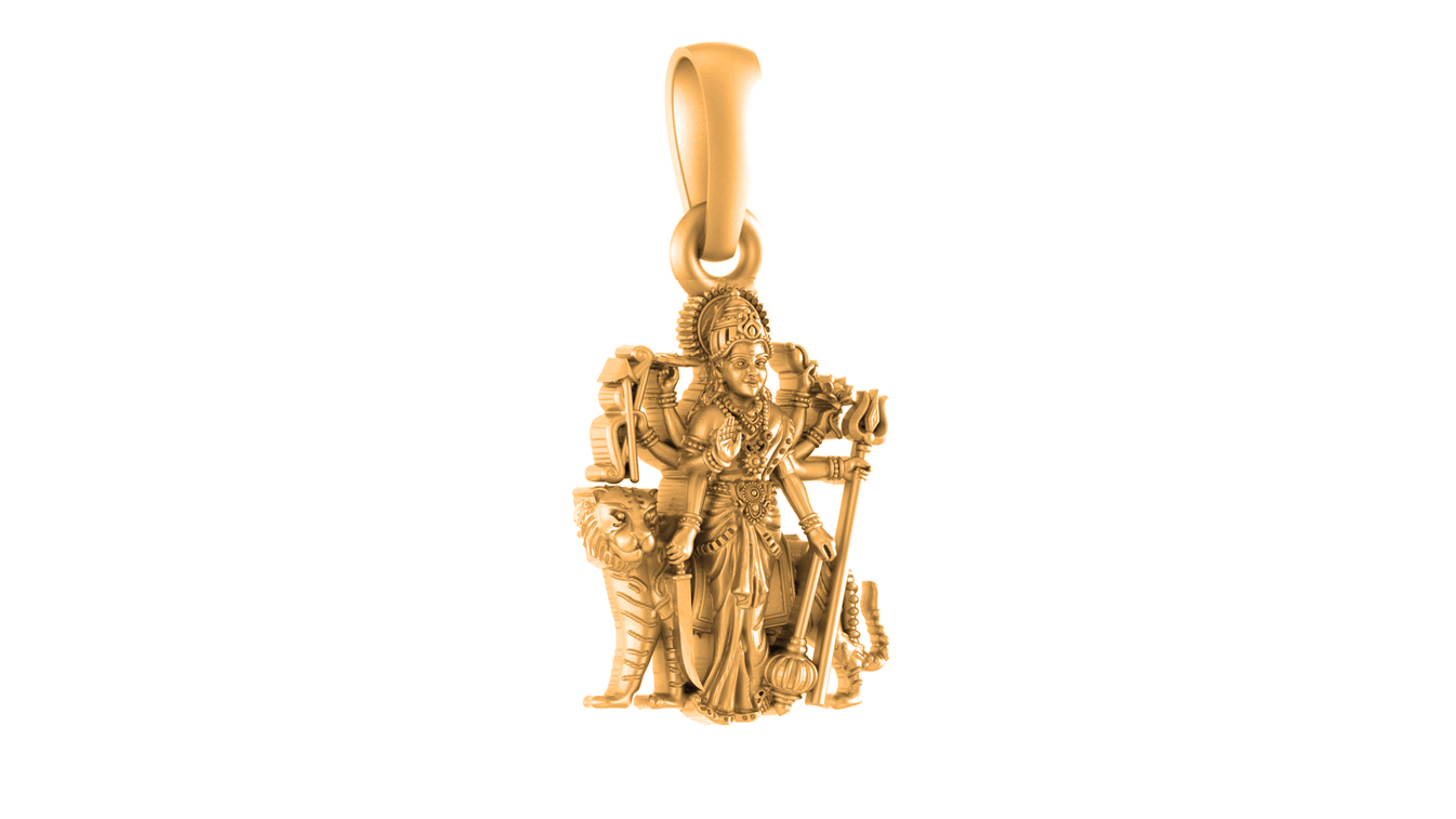 22 CT Gold Plated Silver (92.5% purity) Goddess Durga maa Pendant (Big